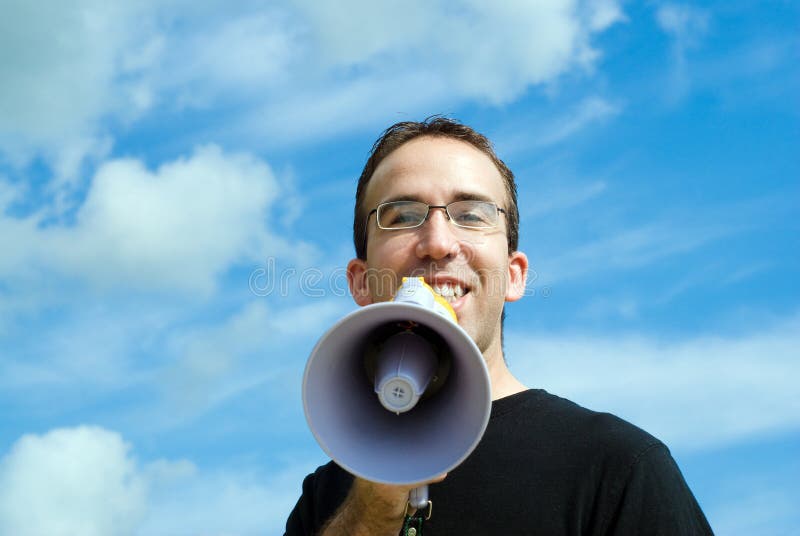 Man Making an Announcement stock image. Image of speaking - 10746253