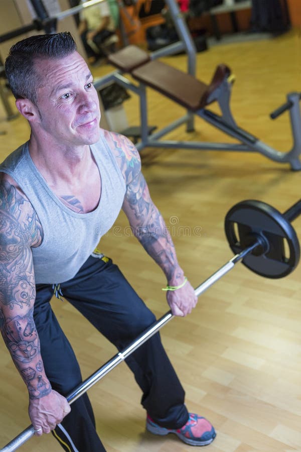 Man Making Barbell Row - Workout Routine Stock Image - Image of dorsal ...