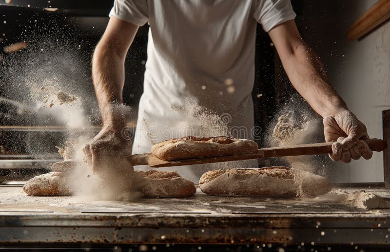 A Man is Making Bread in a Bakery Stock Illustration - Illustration of ...