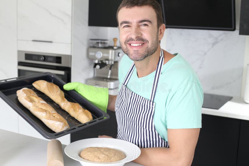Man making bread at home stock photo. Image of chef - 258703542
