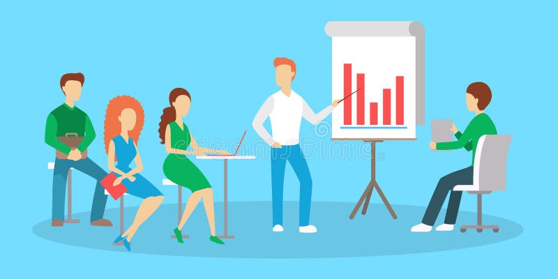 Man Making Business Presentation in Front of Group Stock Vector ...