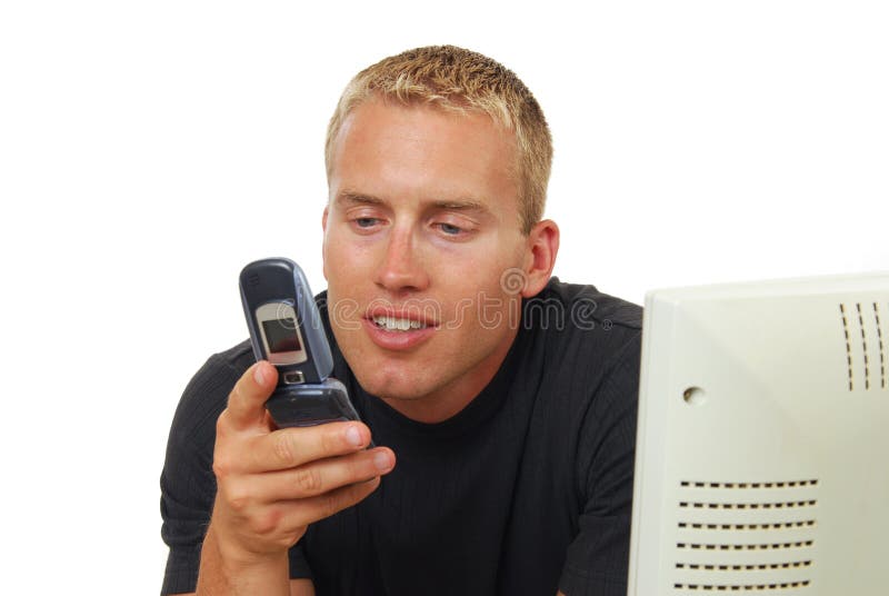 Man making a call stock image. Image of computer, happy - 10496033
