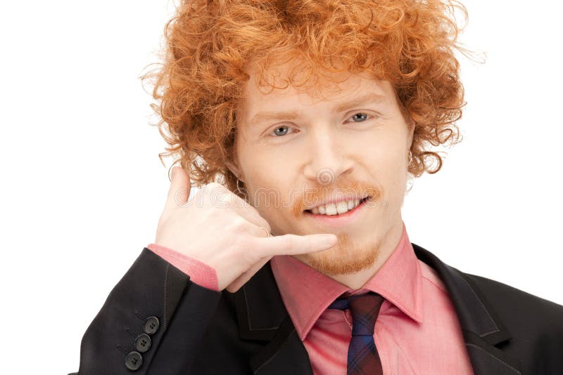 Man Making a Call Me Gesture Stock Photo - Image of cheerful, alone ...