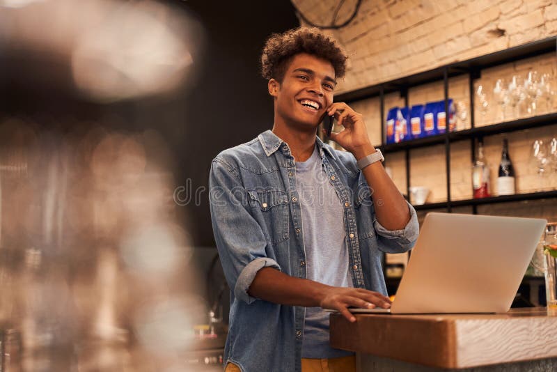 Man Making Calls Using Mobile Phone Stock Image - Image of device ...