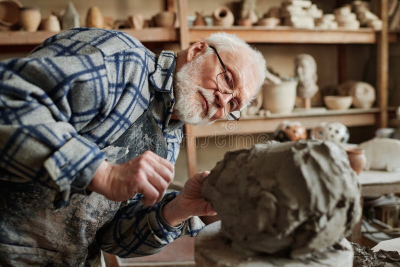 Man Making Ceramic Sculpture on Wheel Stock Image - Image of sculpture ...