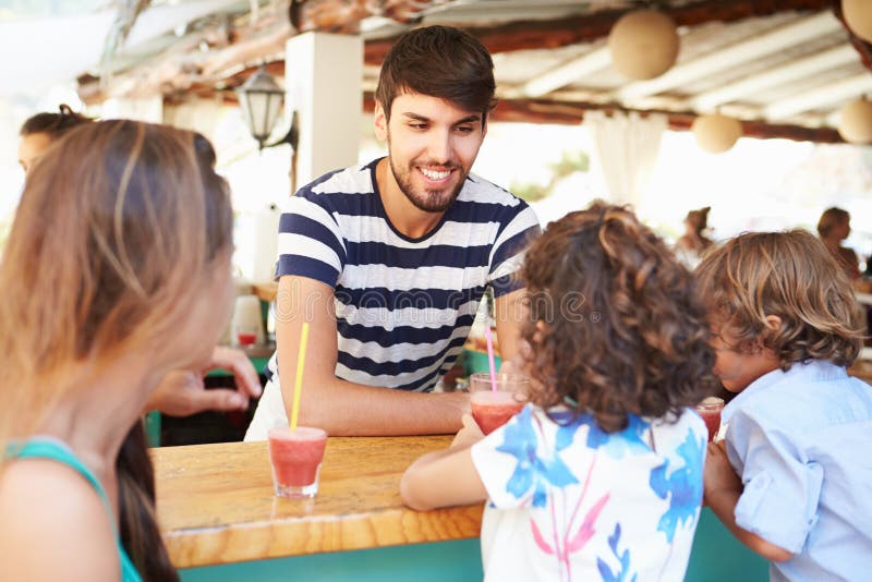 Man Making Children Fruit Smoothies in Restaurant Stock Photo - Image ...