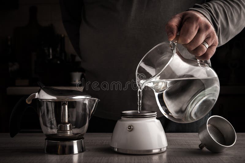 Man Making Coffee Horizontal Stock Image - Image of body, cook: 67318117