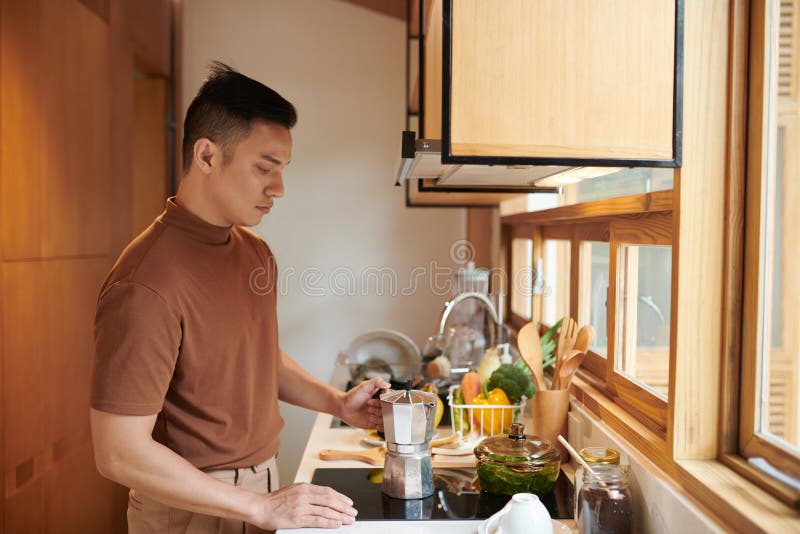 Man Making Coffee stock image. Image of making, appliance - 250326085