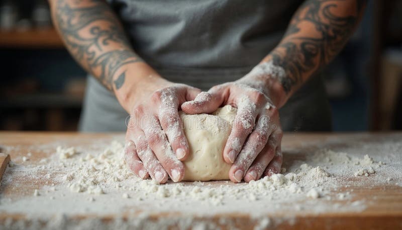 A Man is Making a Dough on a Table Stock Illustration - Illustration of ...