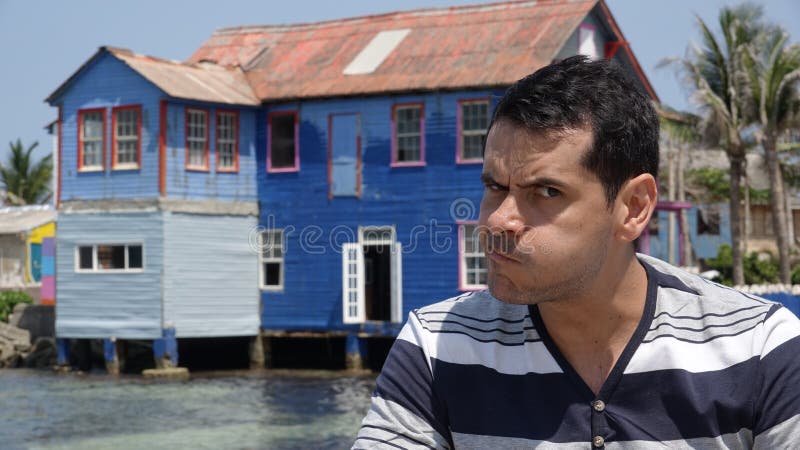 Man Making Funny Face and Old House Stock Image - Image of dwellings ...