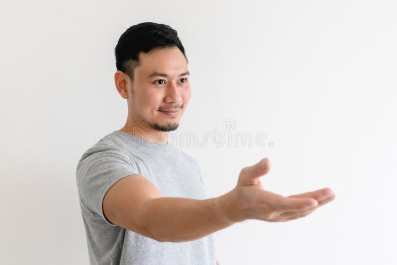 Man is Making a Hand Gesture of Invitation or Offers Help. Stock Photo ...