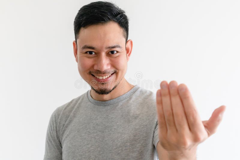 Man is Making a Hand Gesture of Invitation or Offers Help. Stock Image ...
