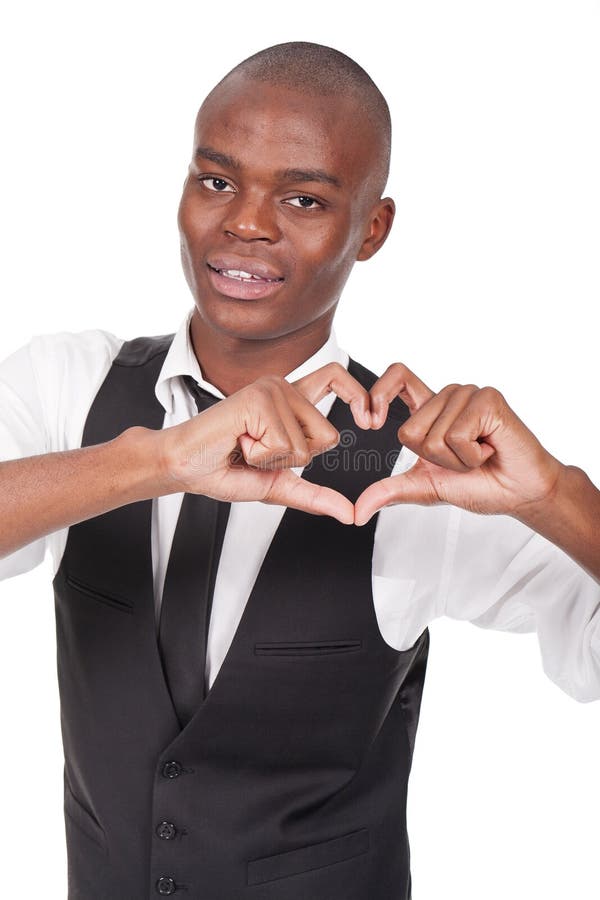 Handsome Young Man Making Heart Sign His Hands Stock Photos - Free ...