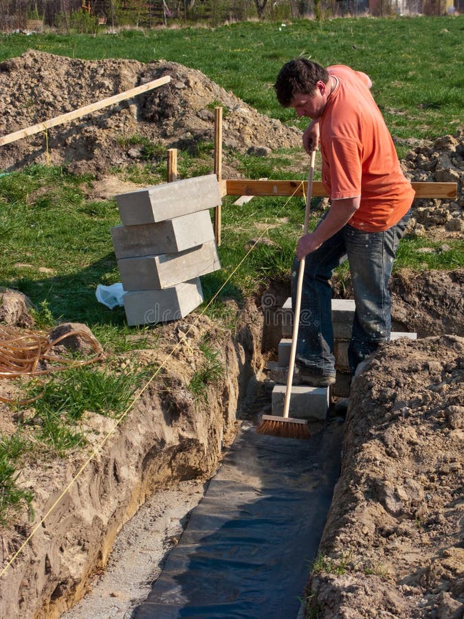 Worker Digging in the Ground Stock Image - Image of dirty, stuck: 5018557