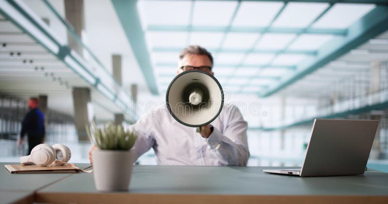 Man Making Megaphone Announcement Stock Image - Image of protest, mouth ...