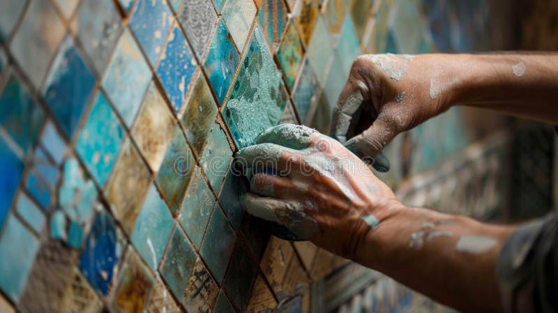 Man Making Mosaic. Process of Making Mosaic Stock Photo - Image of ...