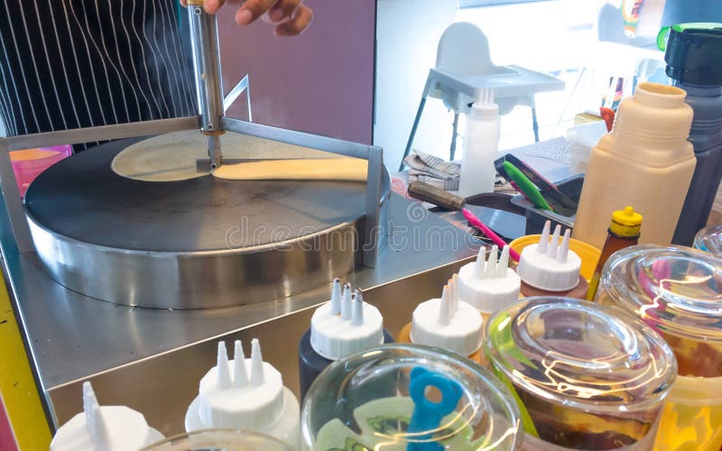 A Man Making Pancake in Dessert Store Stock Image - Image of delicious ...