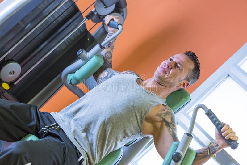 Man Making Pec Deck Fly - Workout Routine Stock Photo - Image of ...