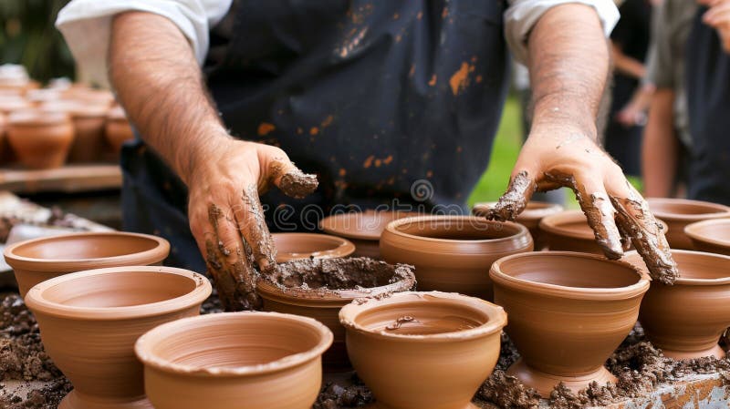A Man is Making Pottery with His Hands Stock Photo - Image of ceramist ...