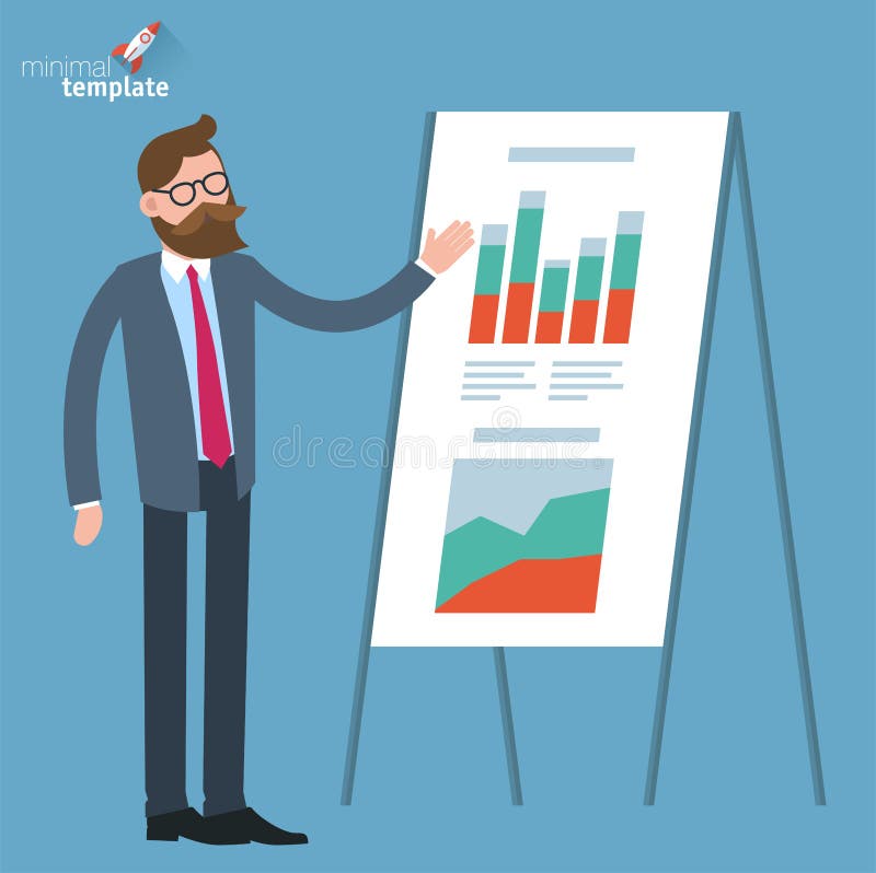 Man making presentation stock vector. Illustration of character - 102649891
