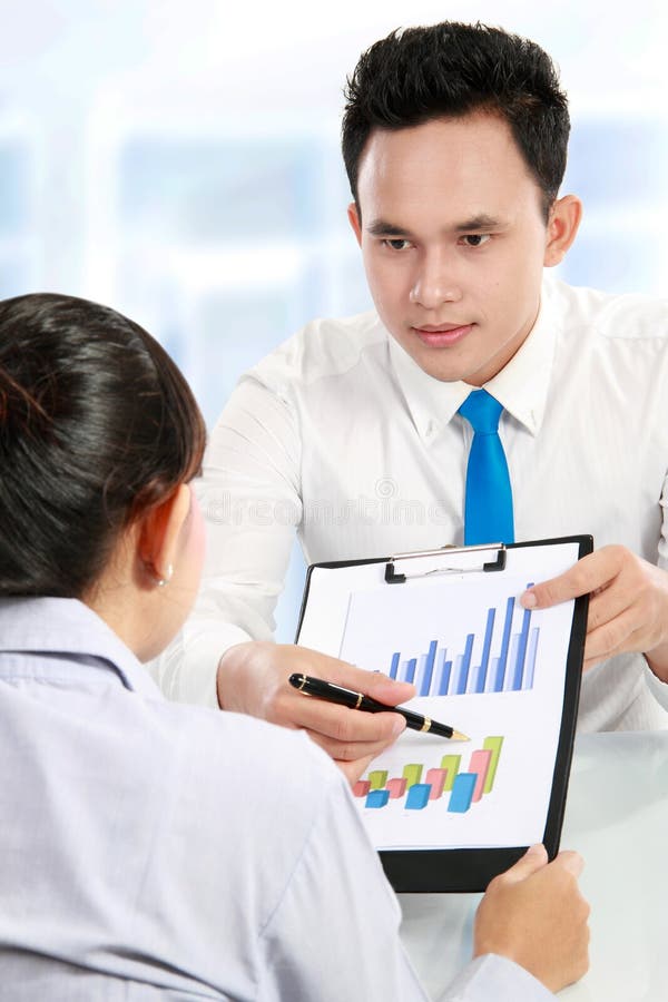 Man Making a Presentation and Discussing Bar Chart Stock Image - Image ...