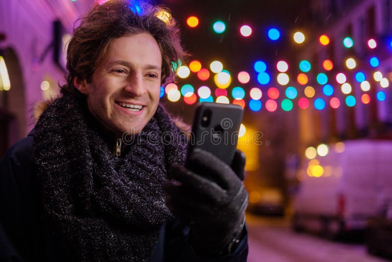 Man Making Selfie on a Cold Winter Evening Stock Photo - Image of adult ...