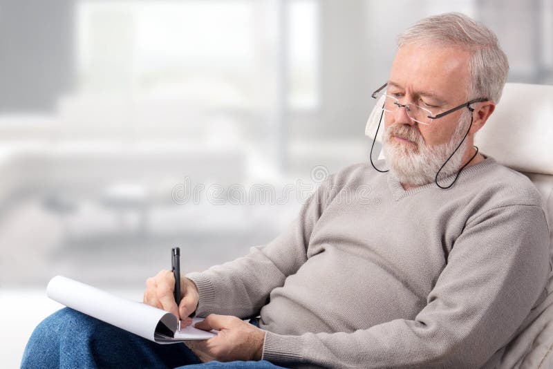 Man Making the Shopping List for Holidays Stock Image - Image of ...