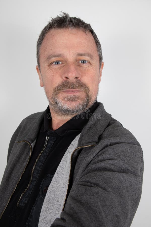 Man Making Smartphone Selfie with Cell Phone Middle Aged Handsome Guy ...