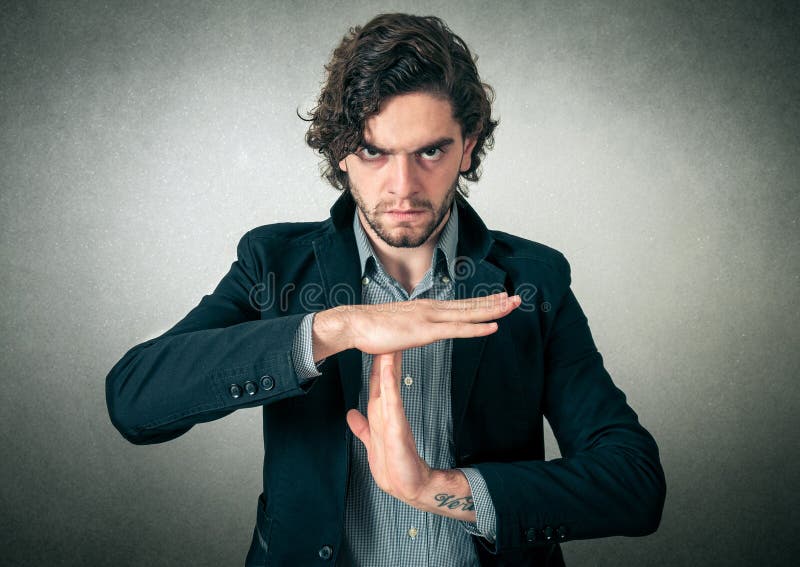 Man making stop sign stock photo. Image of concept, showing - 80000502