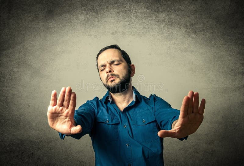 Man making stop sign stock photo. Image of male, palm - 71186042