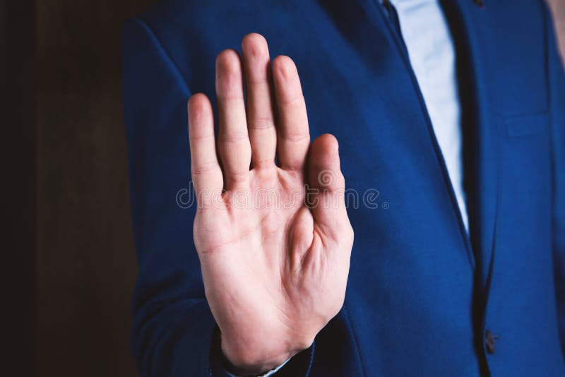 Man Making Stop Sign, Open Hand Stock Image - Image of palm, standing ...