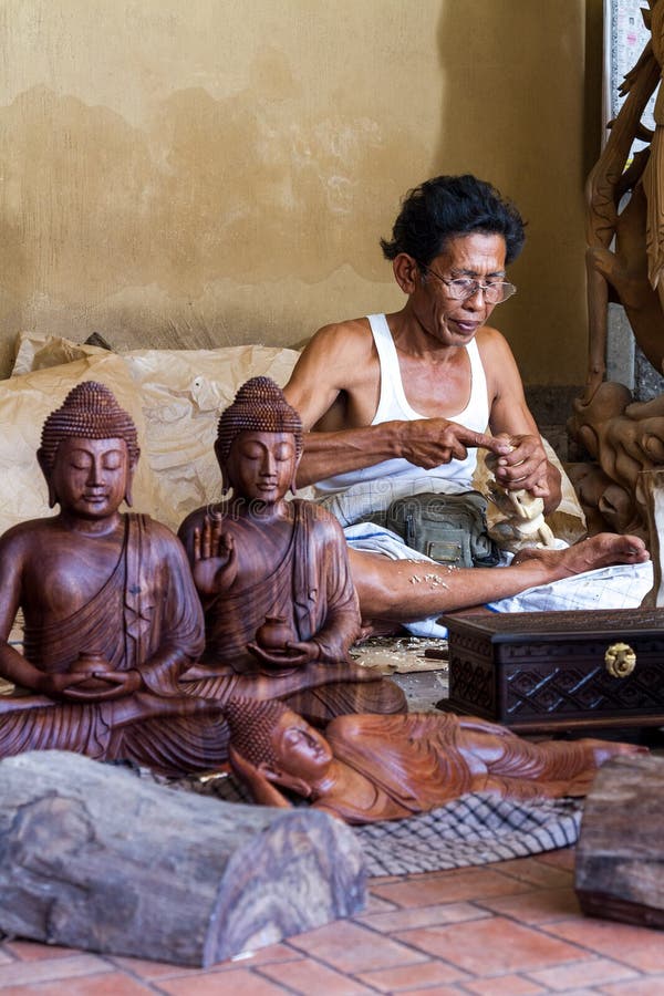 A Man is Making Wooden Crafts Stock Image - Image of shop, carved: 30704233