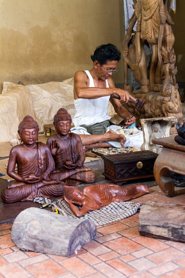 A Man is Making Wooden Crafts Stock Image - Image of handwork, handmade ...