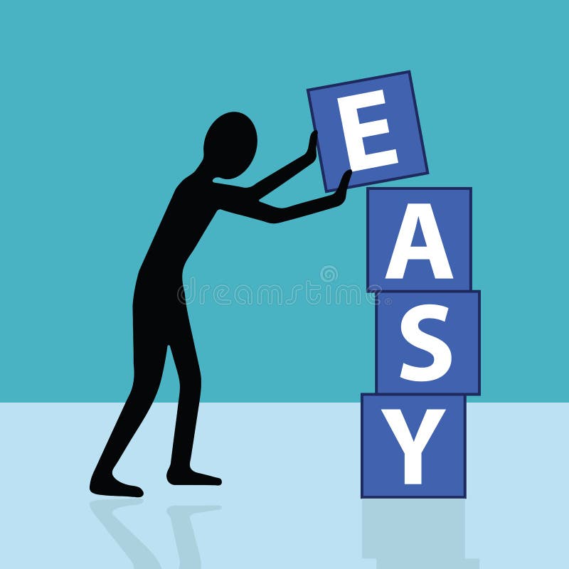 Man making word easy stock vector. Illustration of cute - 205217158