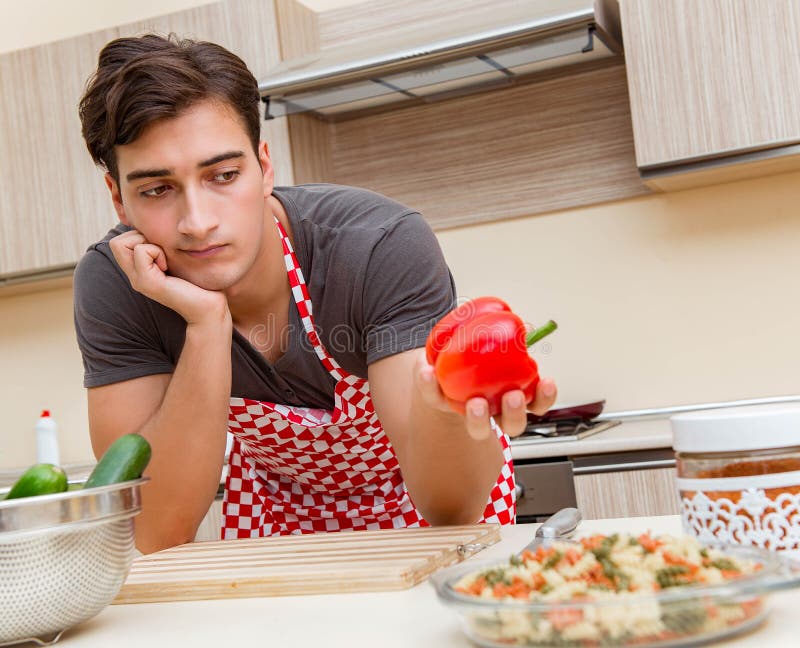 Man Male Cook Preparing Food in Kitchen Stock Photo - Image of chef ...