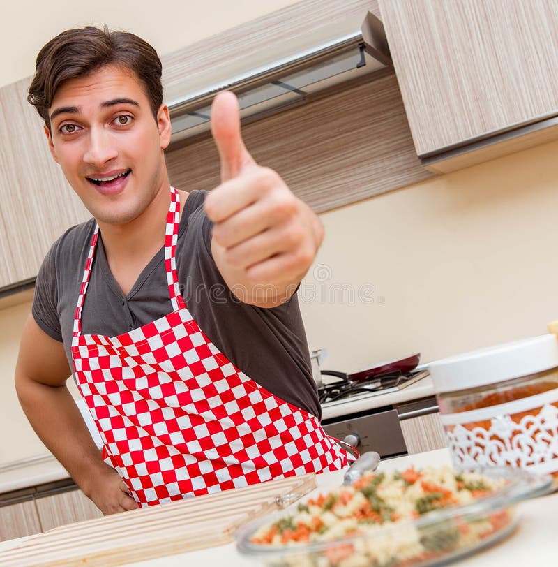 Man Male Cook Preparing Food in Kitchen Stock Image - Image of ...