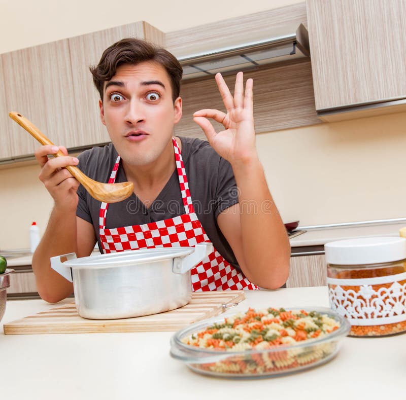 Man Male Cook Preparing Food in Kitchen Stock Photo - Image of cuisine ...