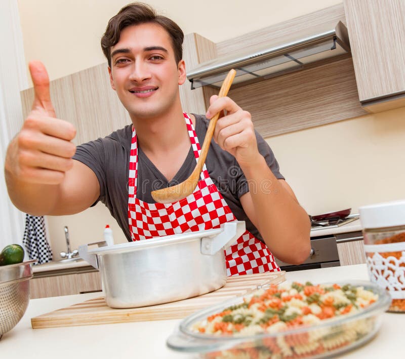 Man Male Cook Preparing Food in Kitchen Stock Photo - Image of cooking ...