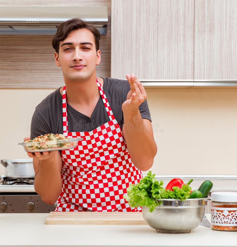 Man Male Cook Preparing Food in Kitchen Stock Image - Image of culinary ...