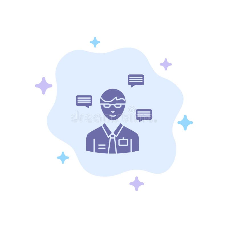 Man, Manager, Sms, Chat, Popup Blue Icon on Abstract Cloud Background ...