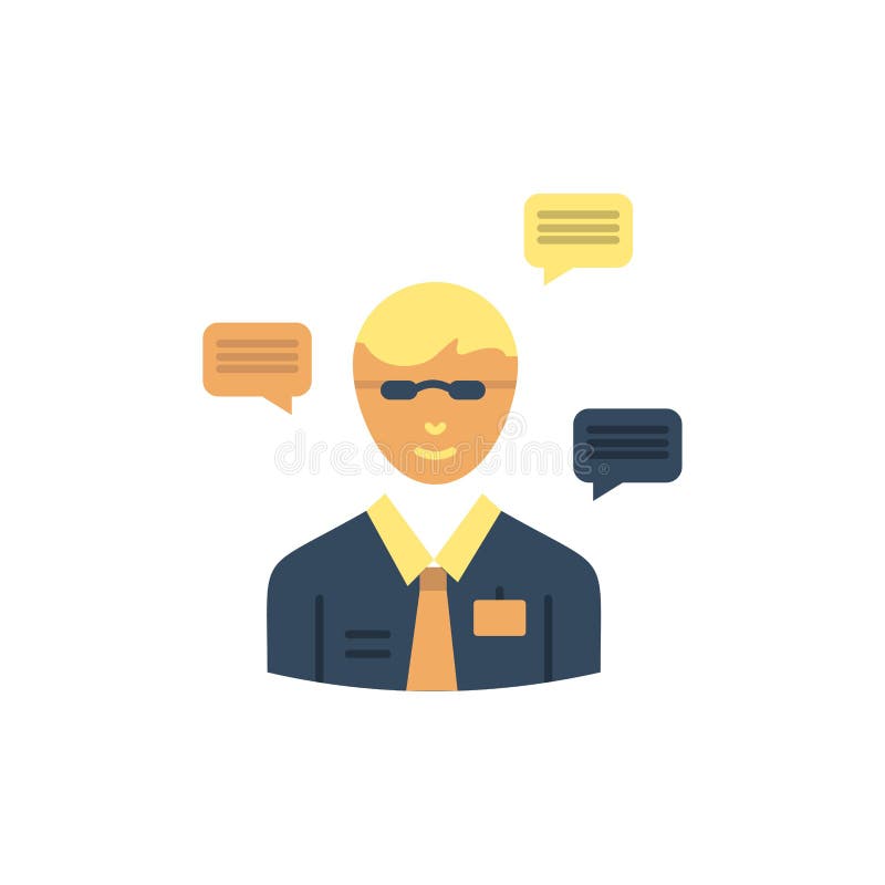 Man, Manager, Sms, Chat, Popup Flat Color Icon. Vector Icon Banner ...