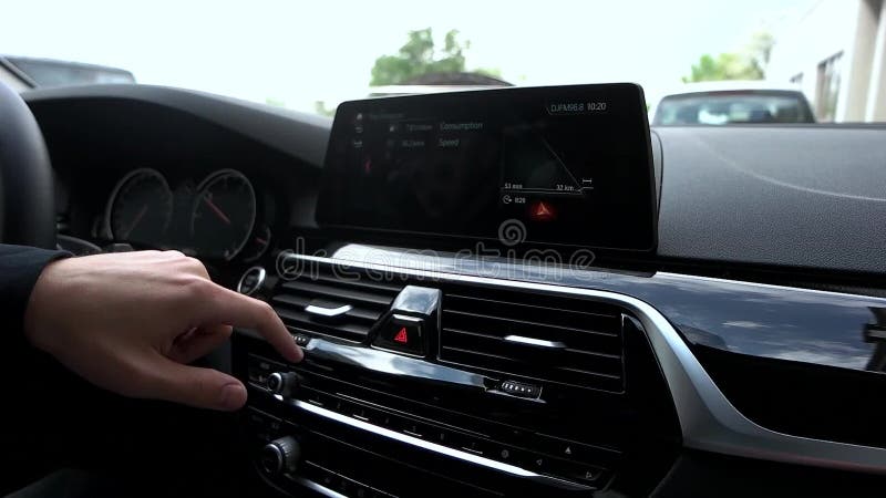 Man Manages Car Menu on Digital Dashboard Stock Footage - Video of ...