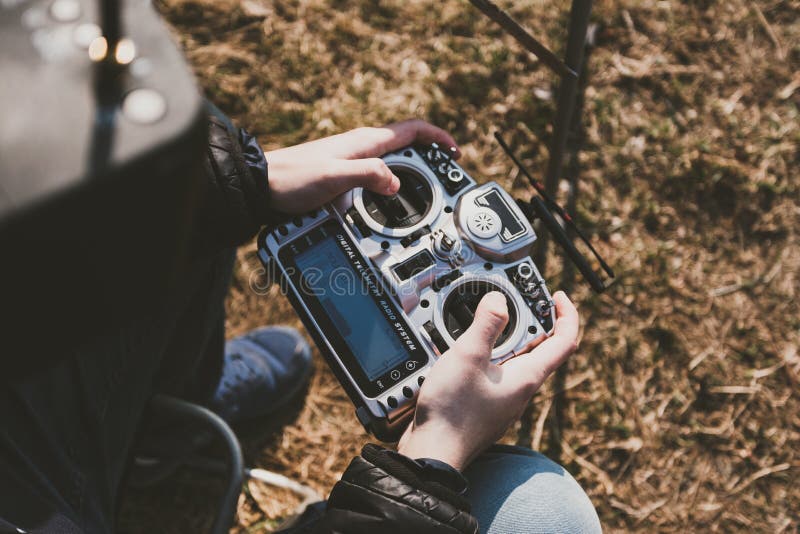A Man Manages FPV Drone in VR Glasses Stock Photo - Image of unmanned ...