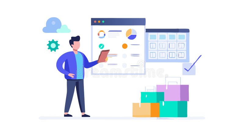 Man Managing Files and Documents, Organization and Administration, Vector Design Generative AI ...