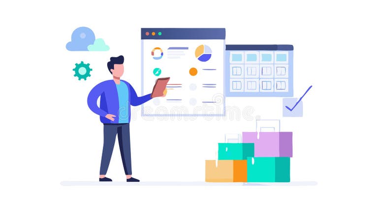 Man Managing Files and Documents, Organization and Administration ...