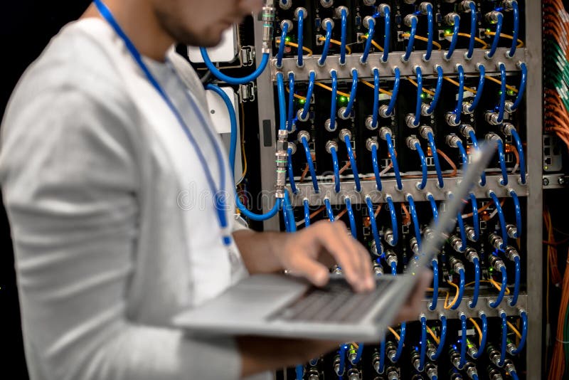 Man Managing Supercomputer Servers Stock Image - Image of administrator ...