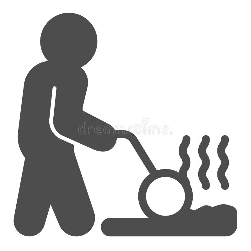 Man with Manual Paver Solid Icon, Making Road Concept. Vector Graphics ...