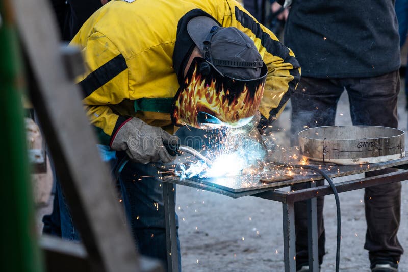 Man manual work on metal stock photo. Image of tool - 341443406