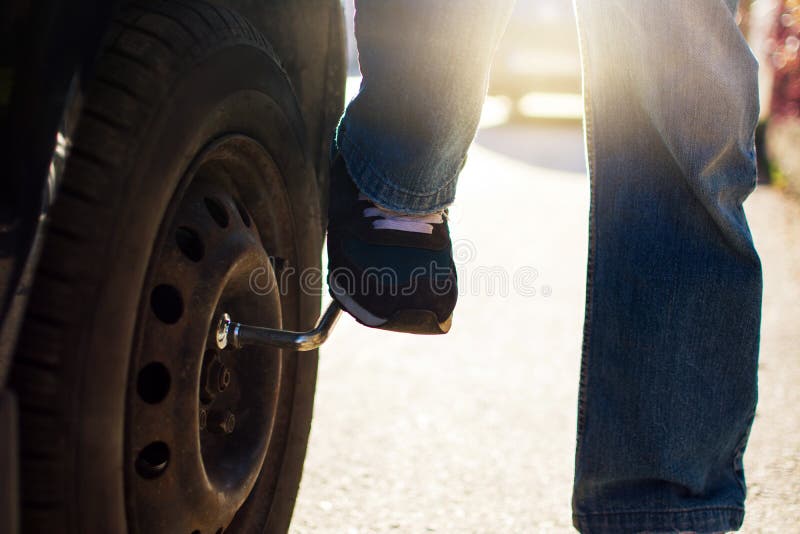 Man Changing Car Tyre Close Up Stock Image - Image of fixing, outdoors ...