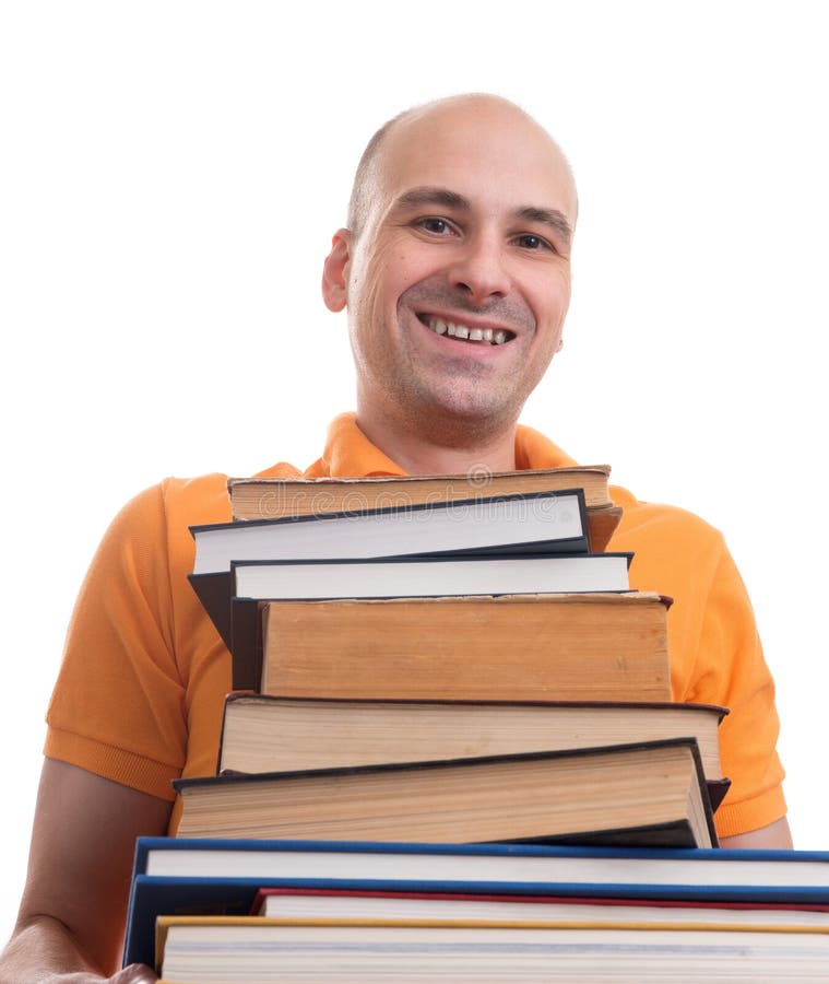 Man holding books stock image. Image of learn, study - 10081945